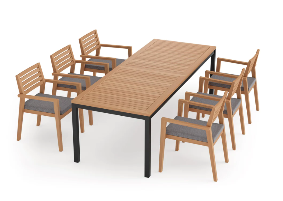 6 Seater Dining Set with 96" Table- Rhodes Collection- Teak | Banner Brands Group | Select ...